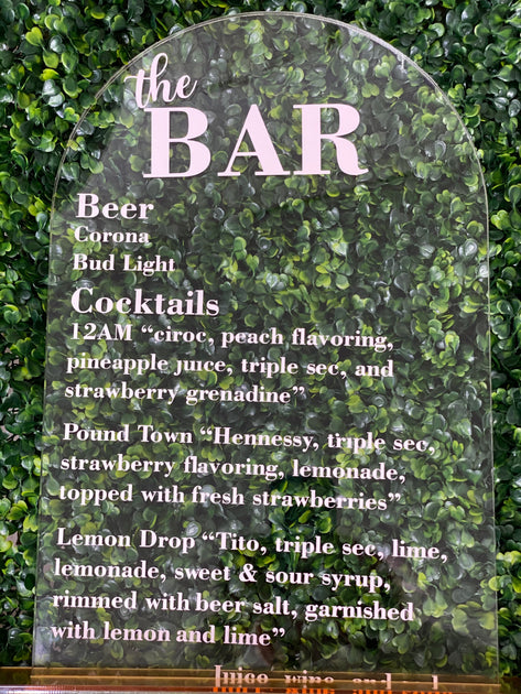 Acrylic Bar Menu – KJK Creative Designs